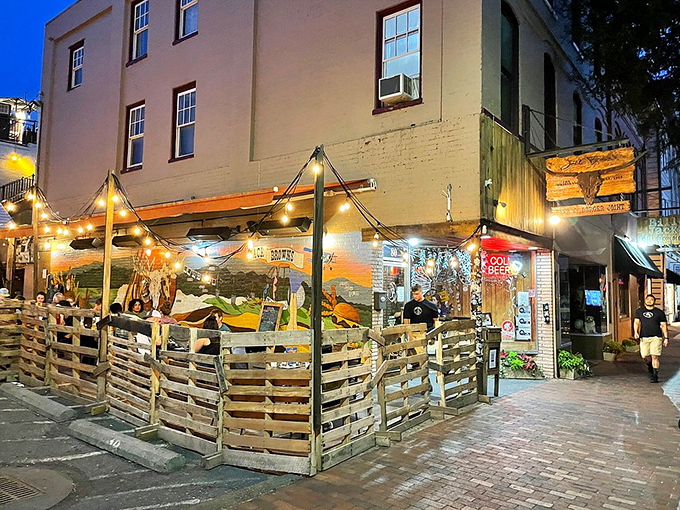 As dusk falls, the patio lights twinkle like stars, creating a magical burger garden where memories are made between bites of perfection.
