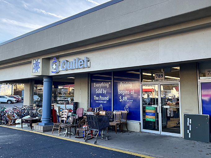 The Outlet storefront promises even deeper discounts, proving that the only thing better than thrift store prices are even lower thrift store prices.