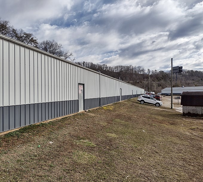 Metal buildings housing countless treasures beneath West Virginia skies &ndash; where the unassuming exterior gives no hint of the wonders within.