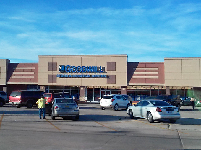 The Goodwill mother ship in all its glory. Behind these walls, retail democracy plays out as shoppers of all backgrounds hunt for their next great find.