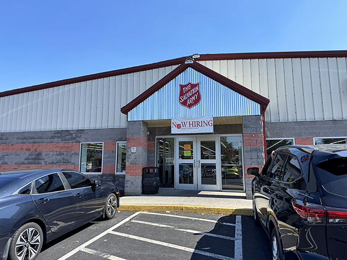 Where donation drop-offs become someone else's treasure—the circle of thrift continues outside these doors.