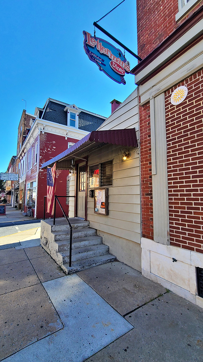 Steps that lead to breakfast paradise. Cross this threshold and enter a world where calories don't count before noon.