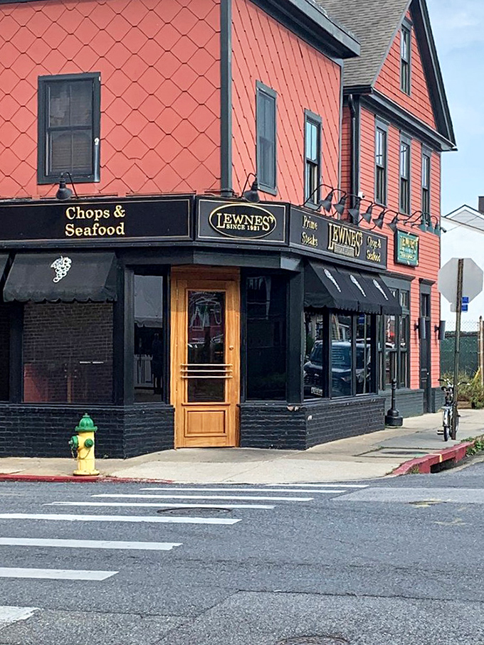 The wooden door and classic awning invite you into a world where dinner isn't just a meal&mdash;it's an institution with a perfect char.