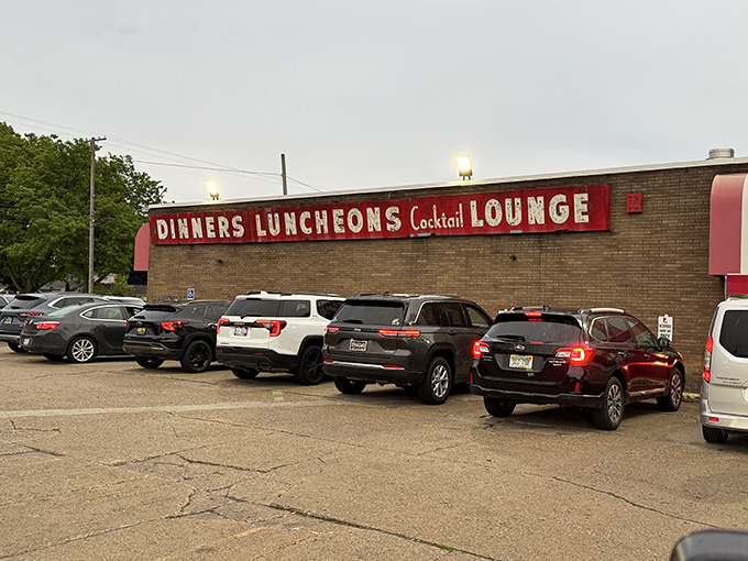 A packed parking lot is the universal sign language for "The food inside is worth fighting over the last space for."