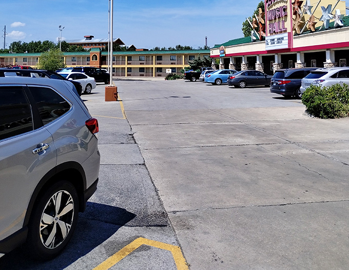 The parking lot reveals the true scope of Grand Country's popularity&mdash;where vehicles from across the Midwest gather in buffet brotherhood.