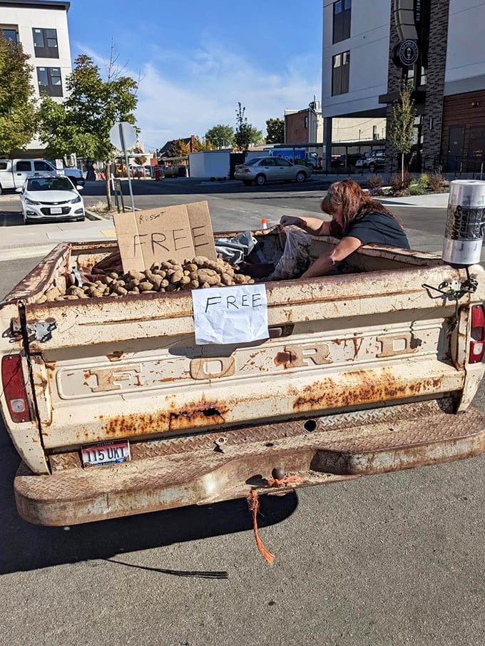 "Free potatoes" in Idaho is like finding sand at the beach, yet somehow still the perfect market finale.