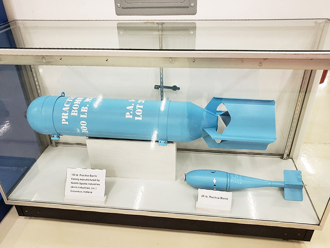 These practice bombs might look cartoonish now, but they trained a generation of bombardiers whose precision drops helped secure victory when it mattered most. 