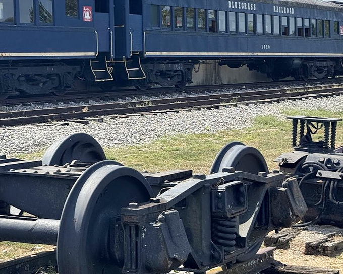 These massive steel wheels and springs reveal the industrial artistry beneath every railcar&mdash;engineering marvels that supported millions of tons of American commerce for over a century.