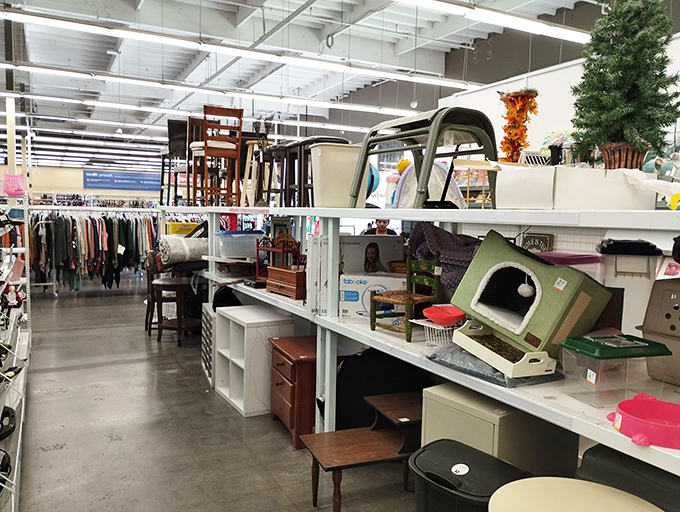 The furniture section extends into the horizon, a landscape of potential dining sets and side tables waiting for their forever homes.