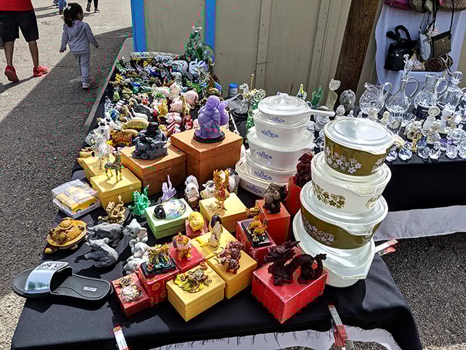 One person's random knickknacks are another's perfect treasures&mdash;the swap meet philosophy in one colorful display.