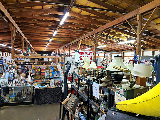 A treasure hunter's paradise under wooden beams. Every shelf holds potential heirlooms or the perfect gift for that person who has everything.