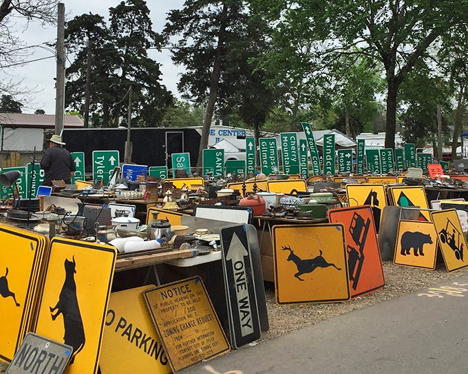 A graveyard of road signs offers quirky decorating possibilities. Nothing says "conversation starter" like a deer crossing sign in your man cave.