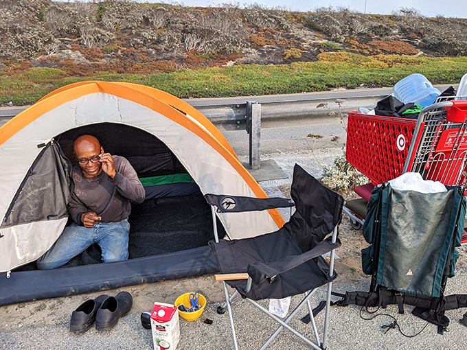 Camping with an ocean soundtrack beats any white noise machine. This roadside spot offers million-dollar views on a hamburger helper budget.