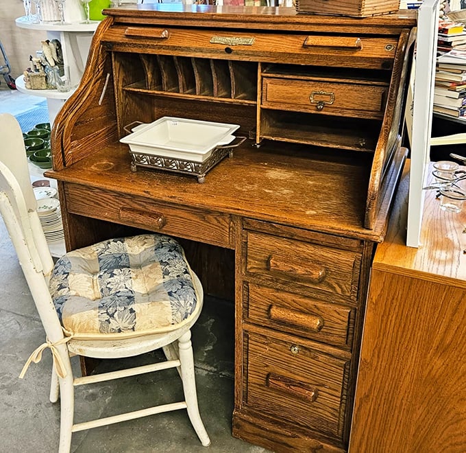 This roll-top desk has seen more letters, bills, and secret diaries than a small-town post office. Just imagine the novels you could write here!