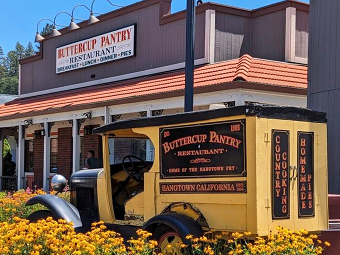 The vintage delivery truck out front announces Buttercup Pantry as "Home of the Hangtown Fry"&mdash;a delicious history lesson on wheels.