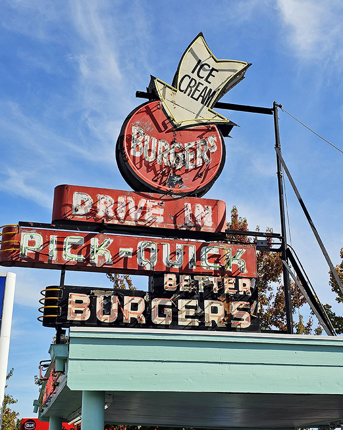 That weathered sign has guided hungry travelers for generations&mdash;a beacon of burger brilliance against Washington's blue skies.