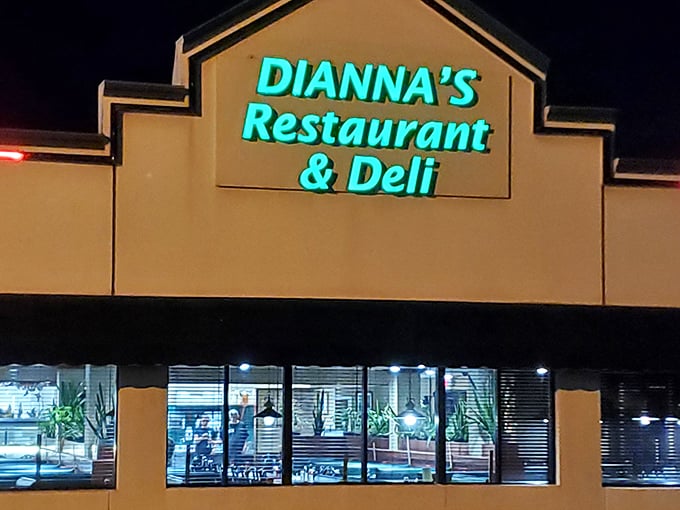 At night, the illuminated sign serves as a beacon for sandwich seekers. Like a lighthouse guiding ships to safe harbor, but with better food.
