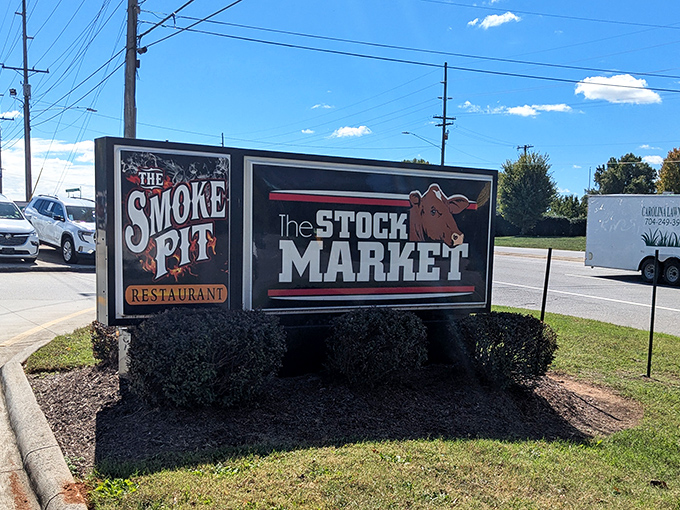 The sign that launches a thousand appetites. Like a barbecue lighthouse guiding the hungry safely to shore.