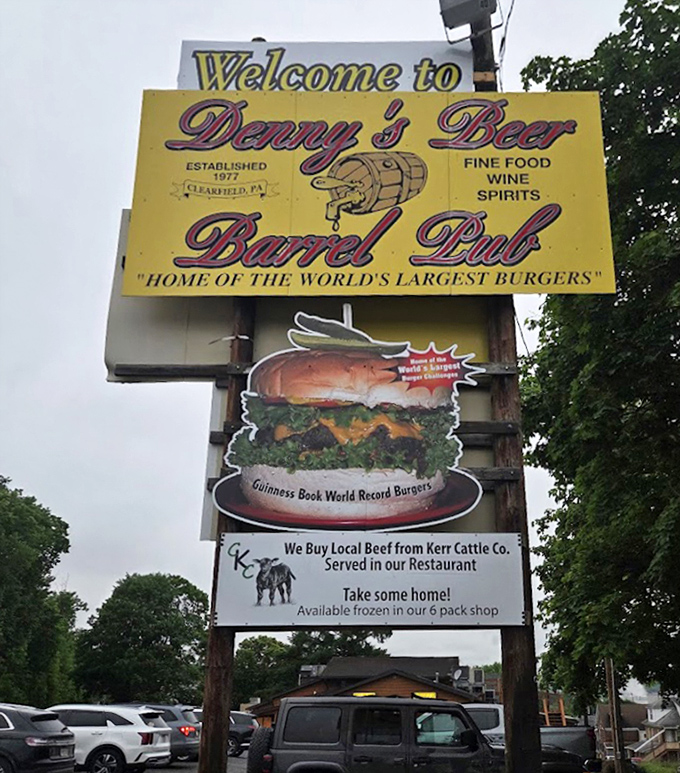 The sign says it all &ndash; "Home of the World's Largest Burgers" isn't just a slogan, it's a promise that's been kept since 1977.