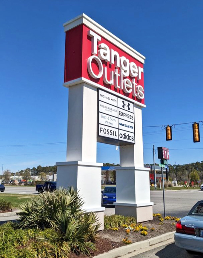 The retail promised land announces itself. This sign serves as a beacon to bargain hunters—like the North Star for shoppers with GPS.