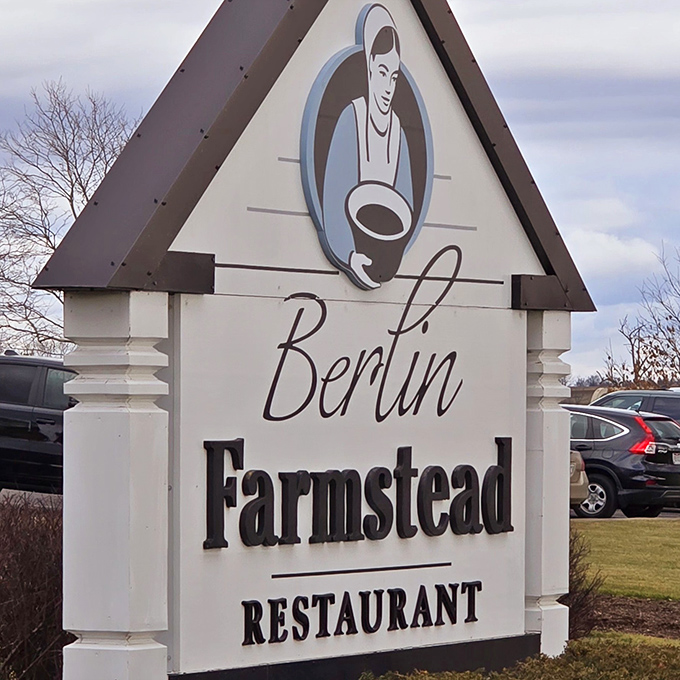 The sign that signals you've arrived at your destination: simple, straightforward, and promising good things to come.