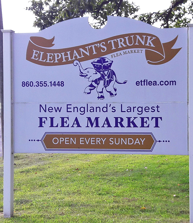 The gateway to New England's largest flea market promises Sunday adventures year-round. Like the elephant suggests, you'll never forget what you find here—even if your spouse wishes you would.