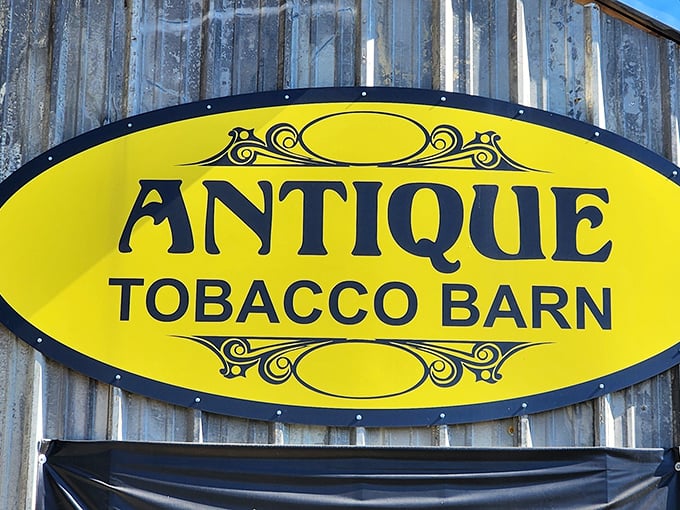 The beacon that guides treasure hunters to their happy place. This sign should really say "Abandon all financial restraint, ye who enter here." 