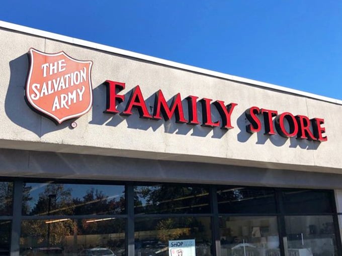 Against the blue California sky, these bold red letters announce a paradise where bargain hunters and treasure seekers unite in thrifty harmony.