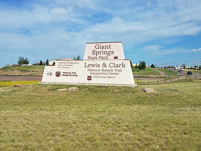 The official welcome mat to paradise. This entrance sign marks the boundary between ordinary life and the extraordinary world of Giant Springs.