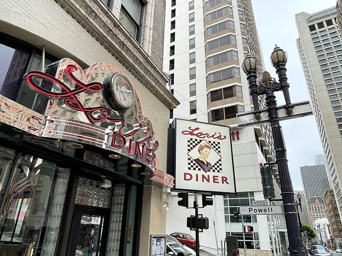 From any angle, that glowing neon sign promises the kind of meal that makes you temporarily forget about your cholesterol numbers.