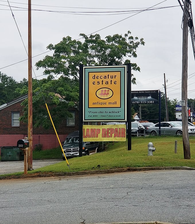 "From chic to schlock" &ndash; the most honest vintage store slogan ever. Plus they repair lamps! What's not to love?