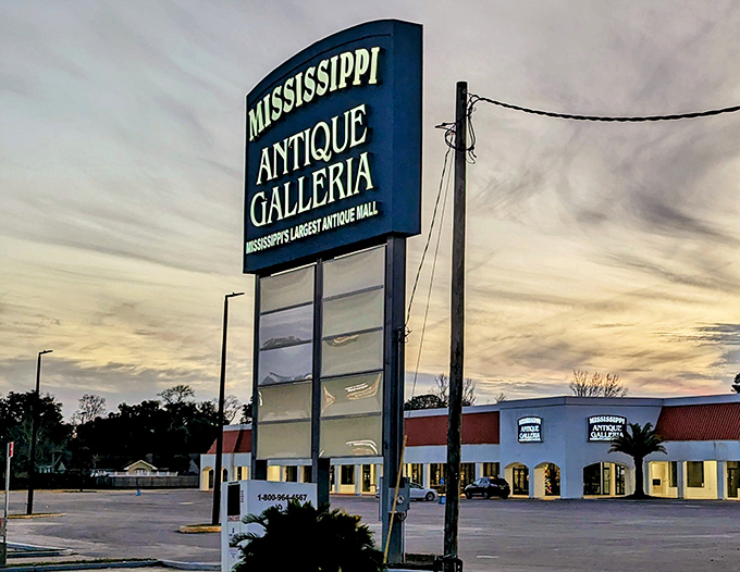 As the sun sets behind Mississippi Antique Galleria's iconic sign, it's a reminder that some of the best treasures are found when you venture off the interstate.