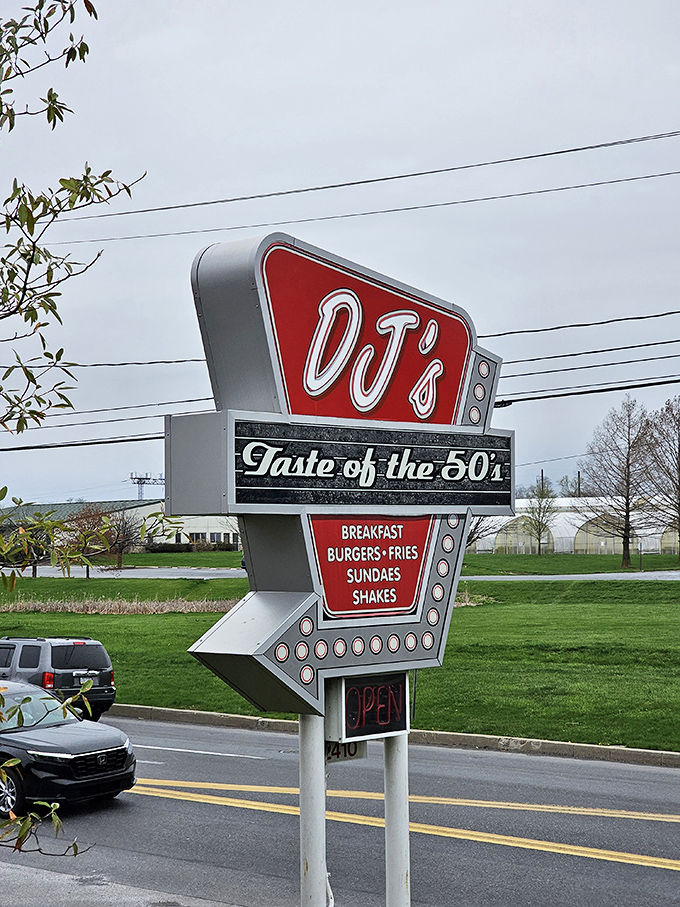 This isn't just a sign&mdash;it's a beacon of hope for the hungry. BREAKFAST, BURGERS, FRIES, SUNDAES, SHAKES: five perfect reasons to pull over.
