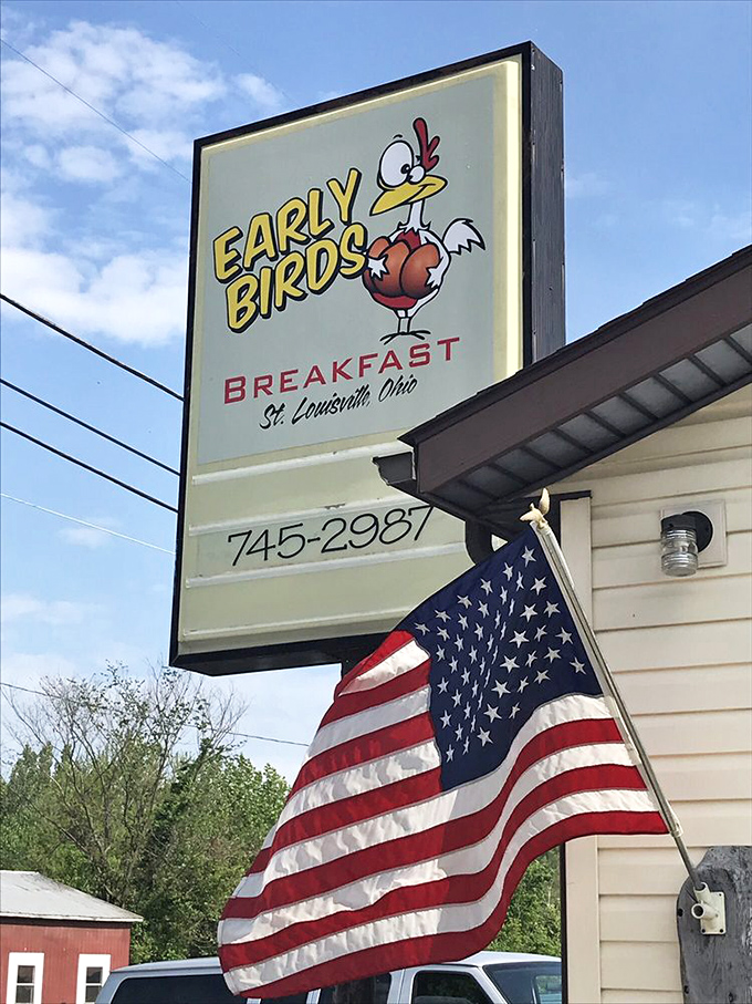 That cartoon rooster on the sign isn't just cute&mdash;he's the unofficial mayor of morning, welcoming hungry Ohioans to breakfast paradise since day one.