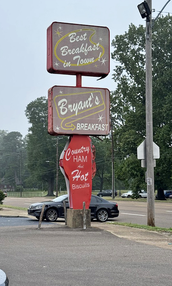 "Best Breakfast in Town" isn't bragging if it's true. This sign has guided more hungry souls to salvation than any GPS ever could.