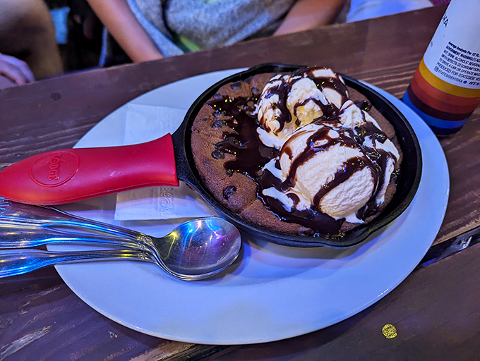 The skillet cookie arrives sizzling with ice cream melting into warm chocolate&mdash;proof that dessert is always a good idea, especially at the beach.
