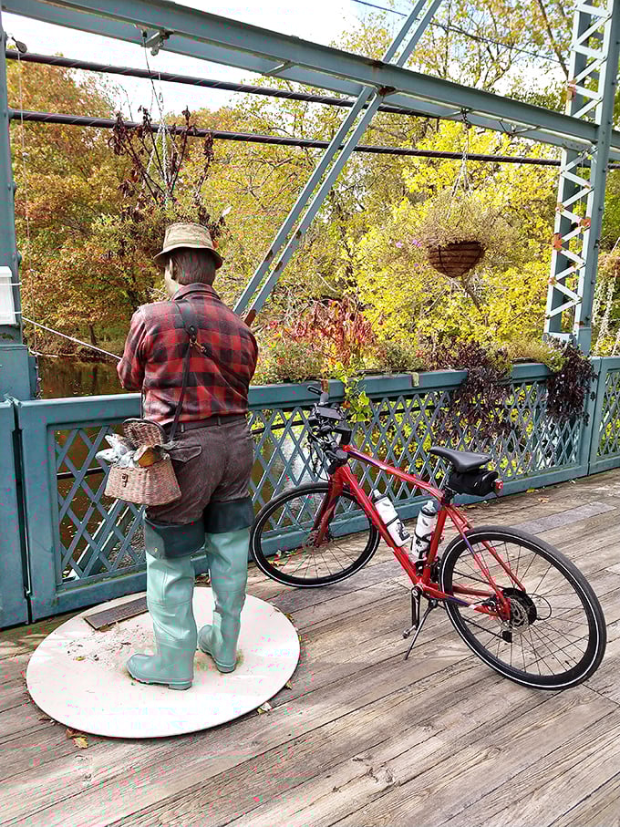 This autumnal visitor seems to have brought his own basket, perhaps hoping to collect inspiration rather than actual blooms.