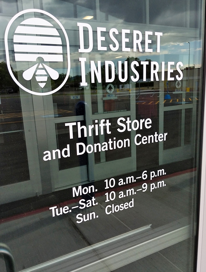 The front door tells the truth: this isn't just shopping&mdash;it's a mission. The beehive logo promises industry inside, and delivers.