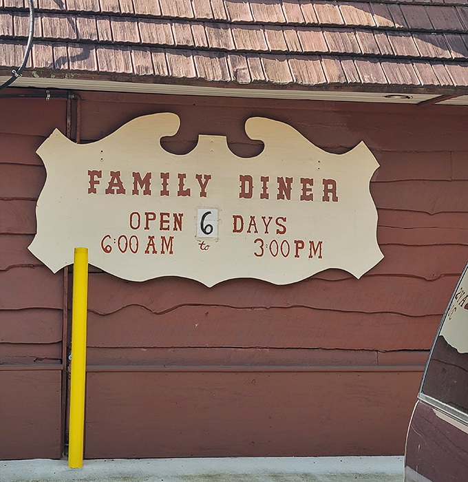 The sign says it all&mdash;early to rise, hearty portions, and a schedule that respects tradition. No late-night hipster menu needed here.