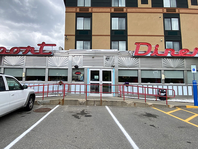 The welcoming entrance promises a respite from the world outside&mdash;a place where calories don't count and coffee refills flow freely.