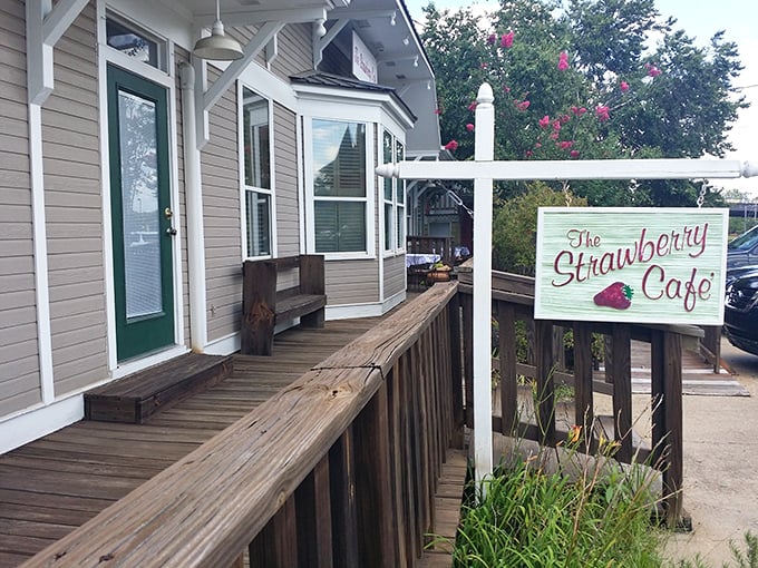 The charming sign and wooden deck &ndash; your first clue that you're about to experience something authentically special in Madison.
