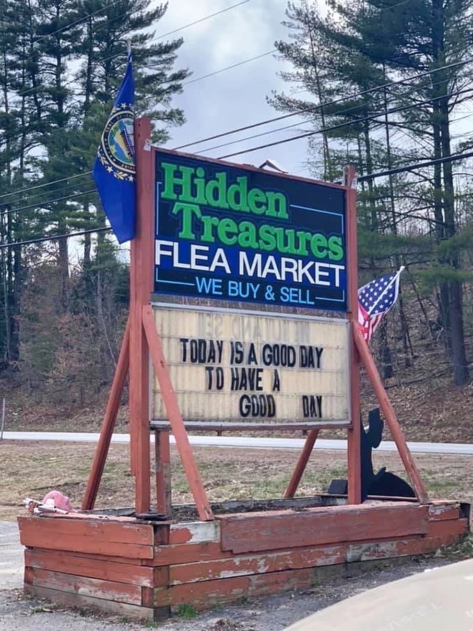 "Today is a good day to have a good day." The market's cheerful sign philosophy perfectly captures the treasure-hunting optimism that keeps shoppers coming back.