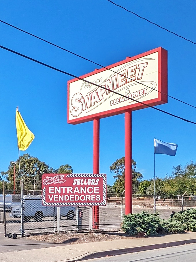 The gateway to bargain paradise! This vintage sign promises the California dream in its purest form&mdash;finding treasures others have overlooked.