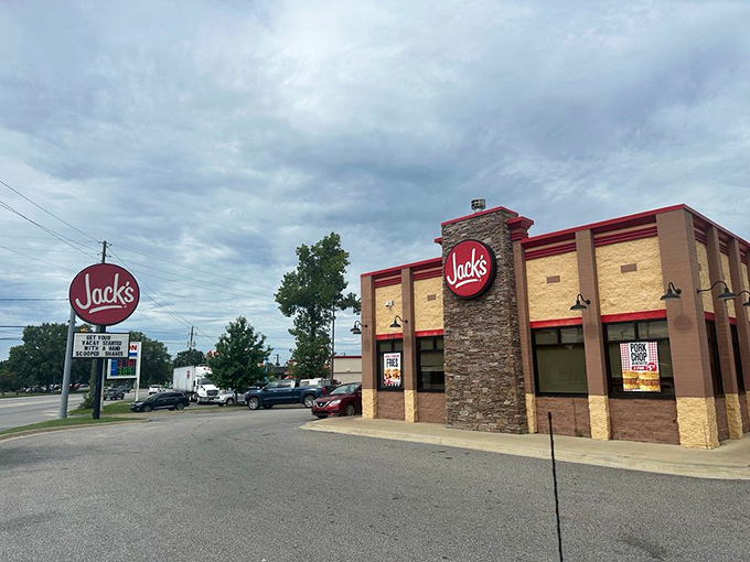 From the road, Jack's stands as a familiar landmark, promising consistent comfort to travelers and locals alike in Eufaula's landscape.