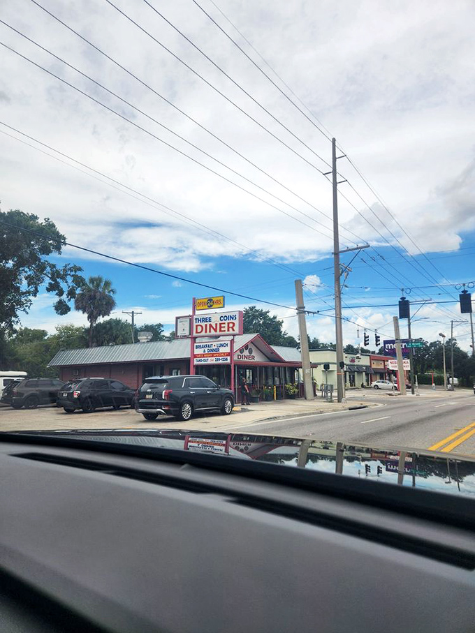 Driving by Three Coins Diner feels like spotting an old friend—reliable, unpretentious, and always ready to welcome you with open arms and hot coffee.