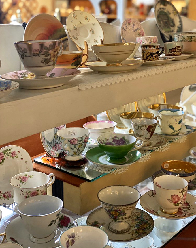 Teacup heaven! Each delicate piece silently judging your pinky finger posture while whispering tales of high society gossip from decades past.