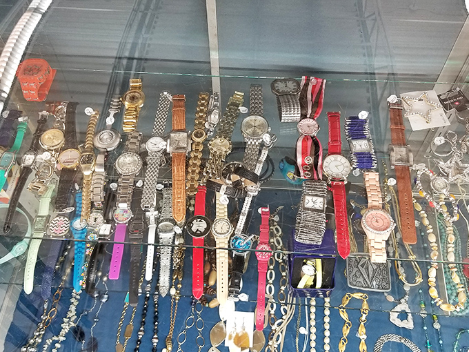 Time literally stands still in the watch display case. That vintage timepiece might just be the statement accessory your wrist has been missing.