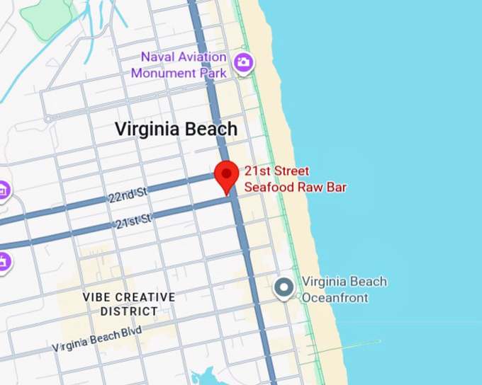 16. 21st street seafood raw bar map