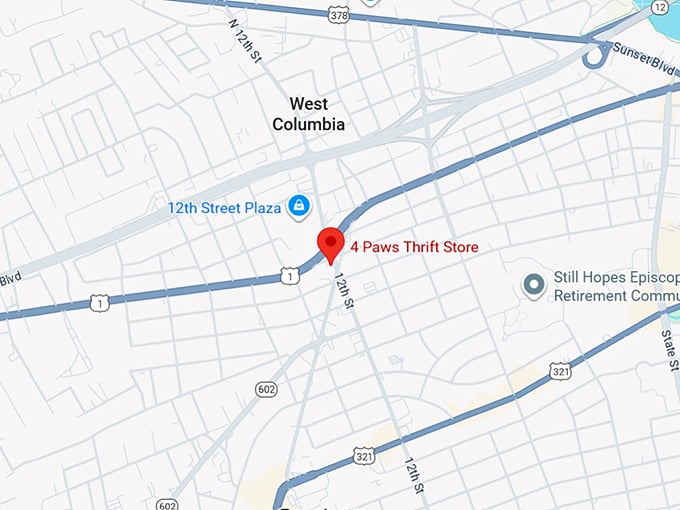 16. 4 paws thrift store map