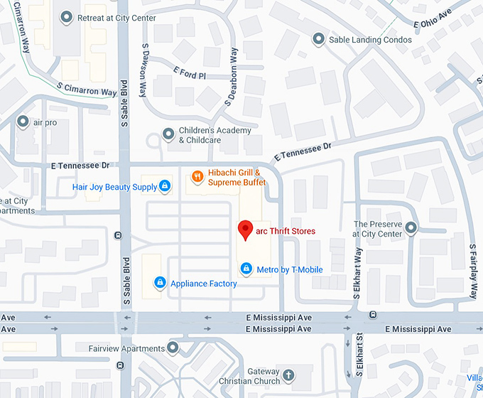 16. arc thrift store (1070 s sable blvd) map